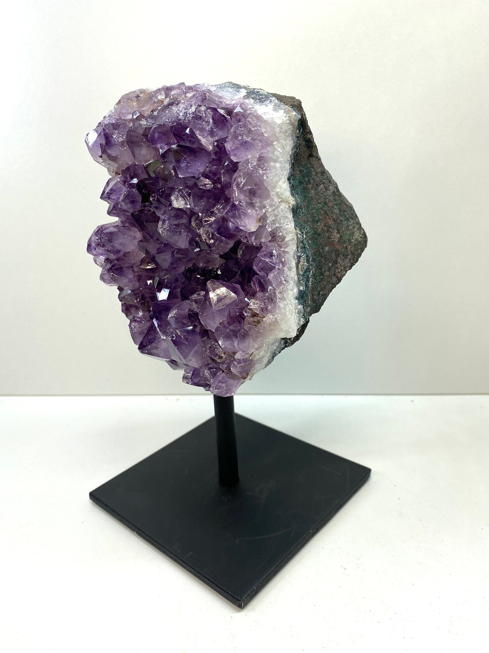 Large Natural Amethyst Crystal on Black Display Stand - Etsy