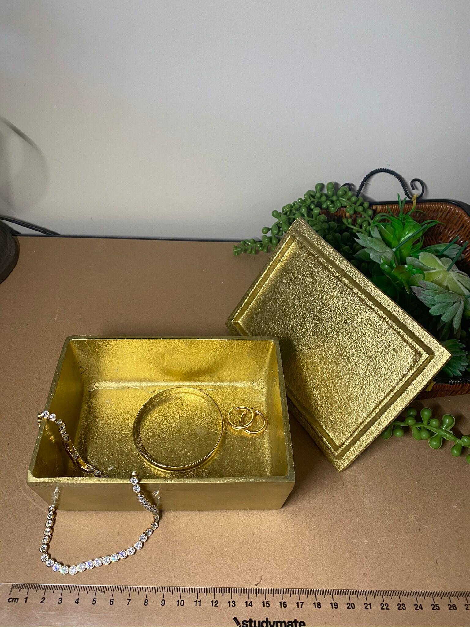 Gold Trinket and Jewellery Box With Rose Quartz Handle Home - Etsy
