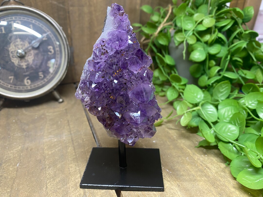 Amethyst Crystal on Black Display Stand - Etsy