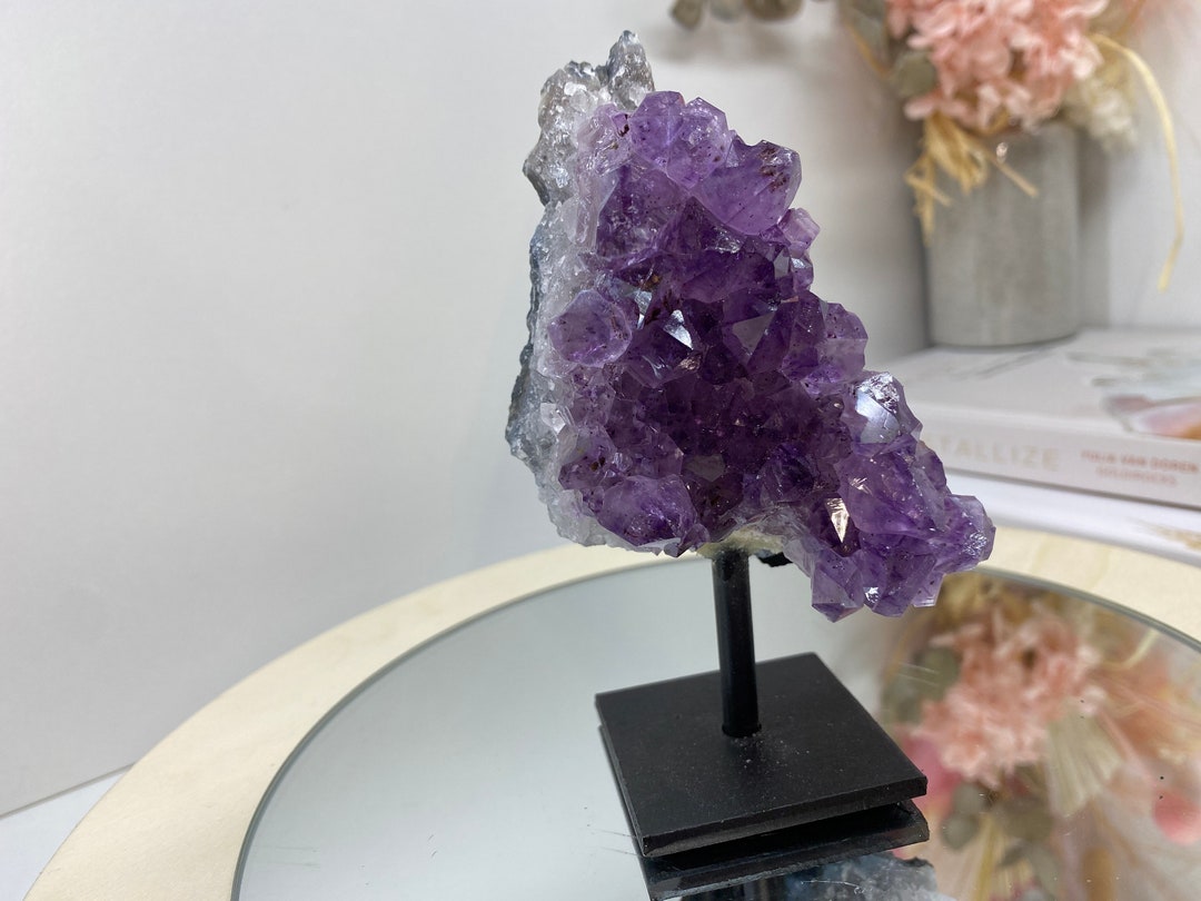 Amethyst Crystal on Black Display Stand - Etsy