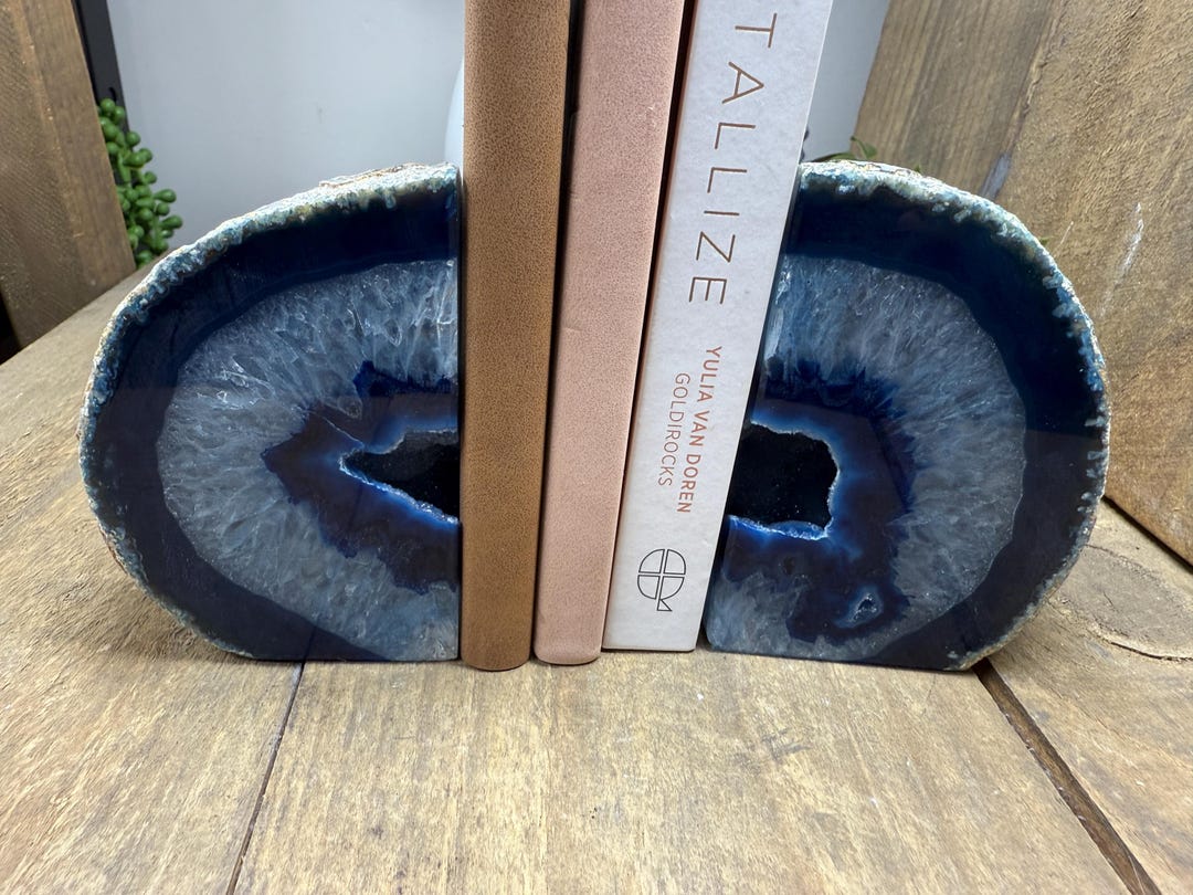 Blue Agate Book Ends - Etsy