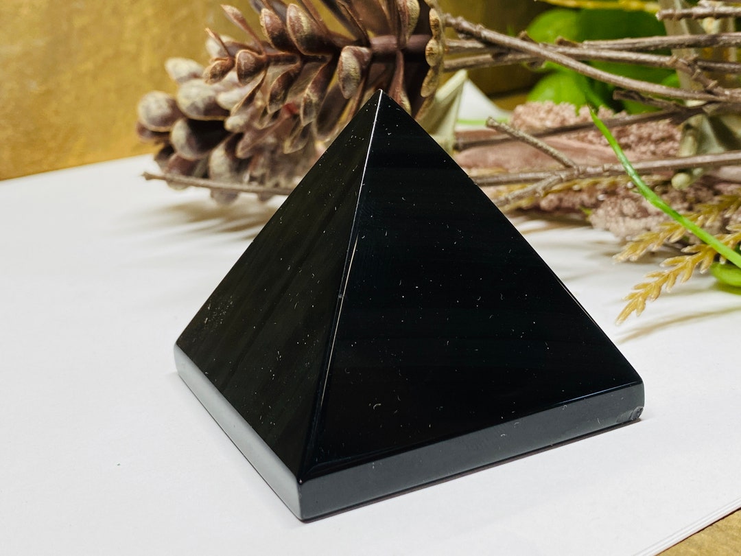 Black Obsidian Pyramid Unique Office Display Piece or Paper - Etsy