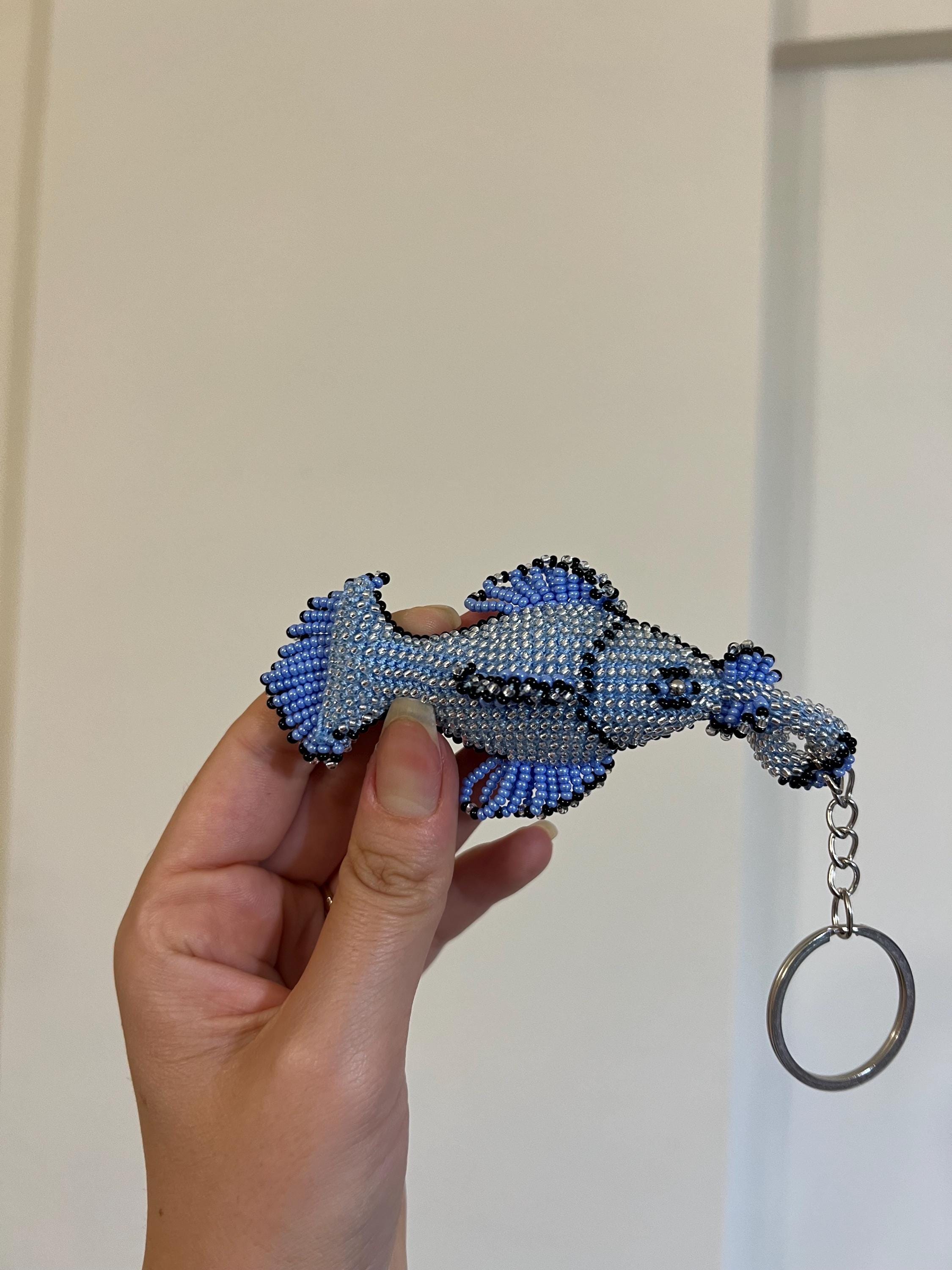 Crochet Beaded Fish Keychain: Handmade Ocean Bag Charm Animal Charm ...