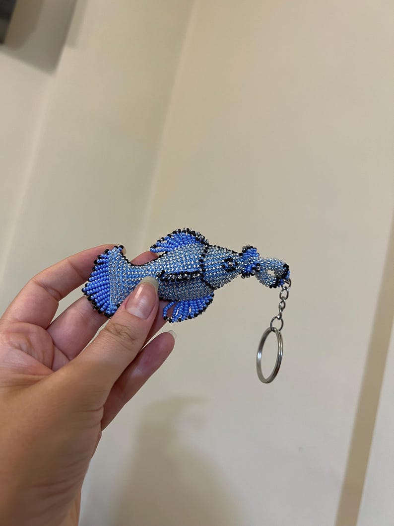 Crochet Beaded Fish Keychain: Handmade Ocean Bag Charm Animal Charm ...
