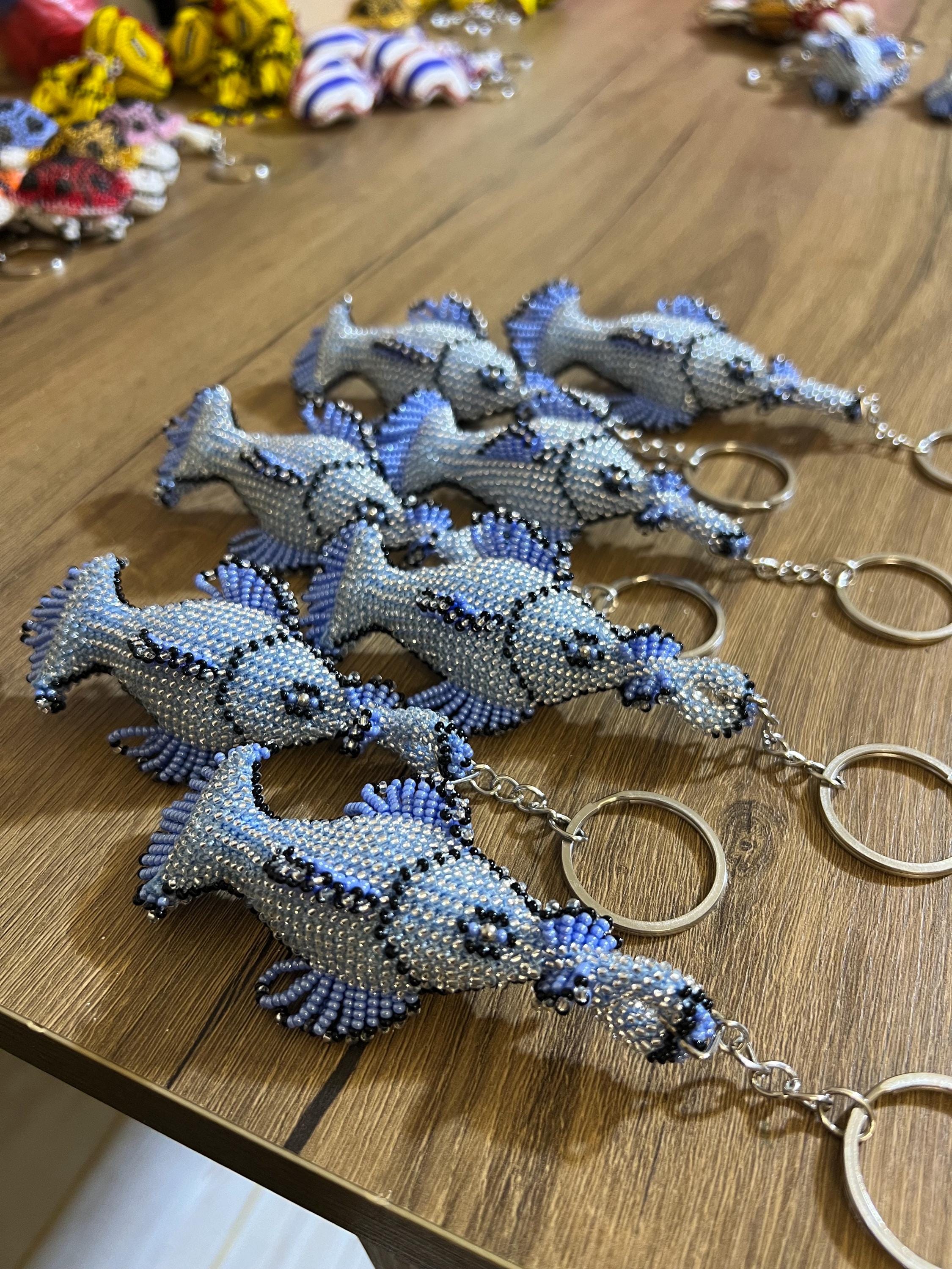 Crochet Beaded Fish Keychain: Handmade Ocean Bag Charm Animal Charm ...