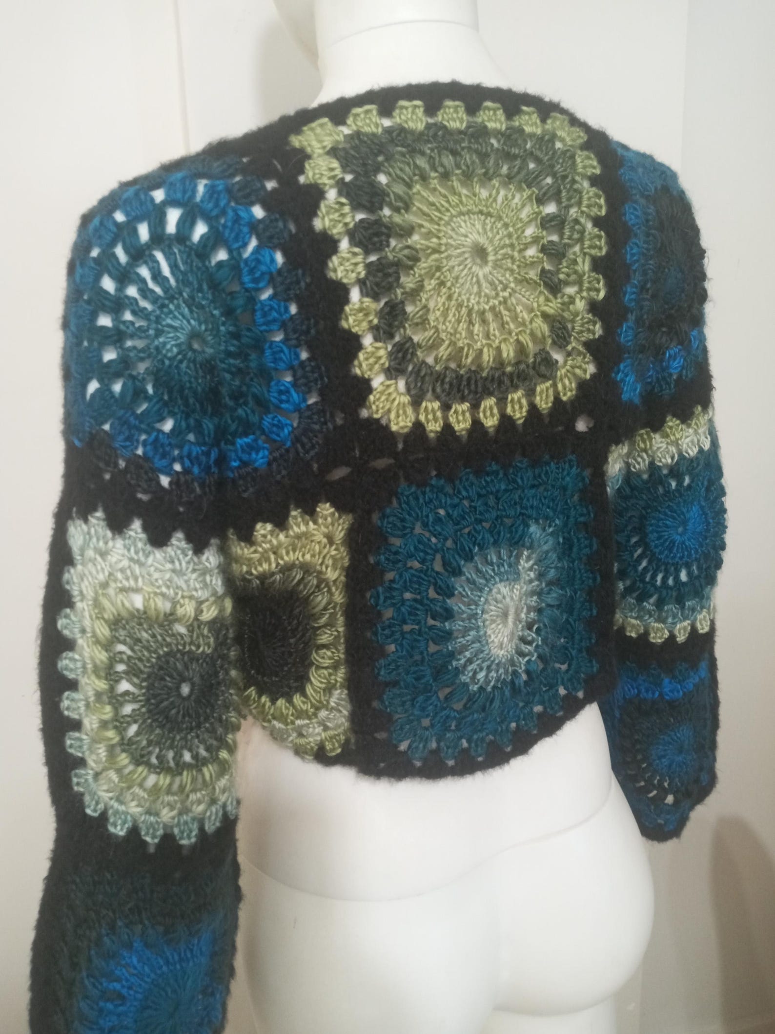Crochet Granny Square Cardigan : S/m/l,front Tie Sweater, Handmade ...