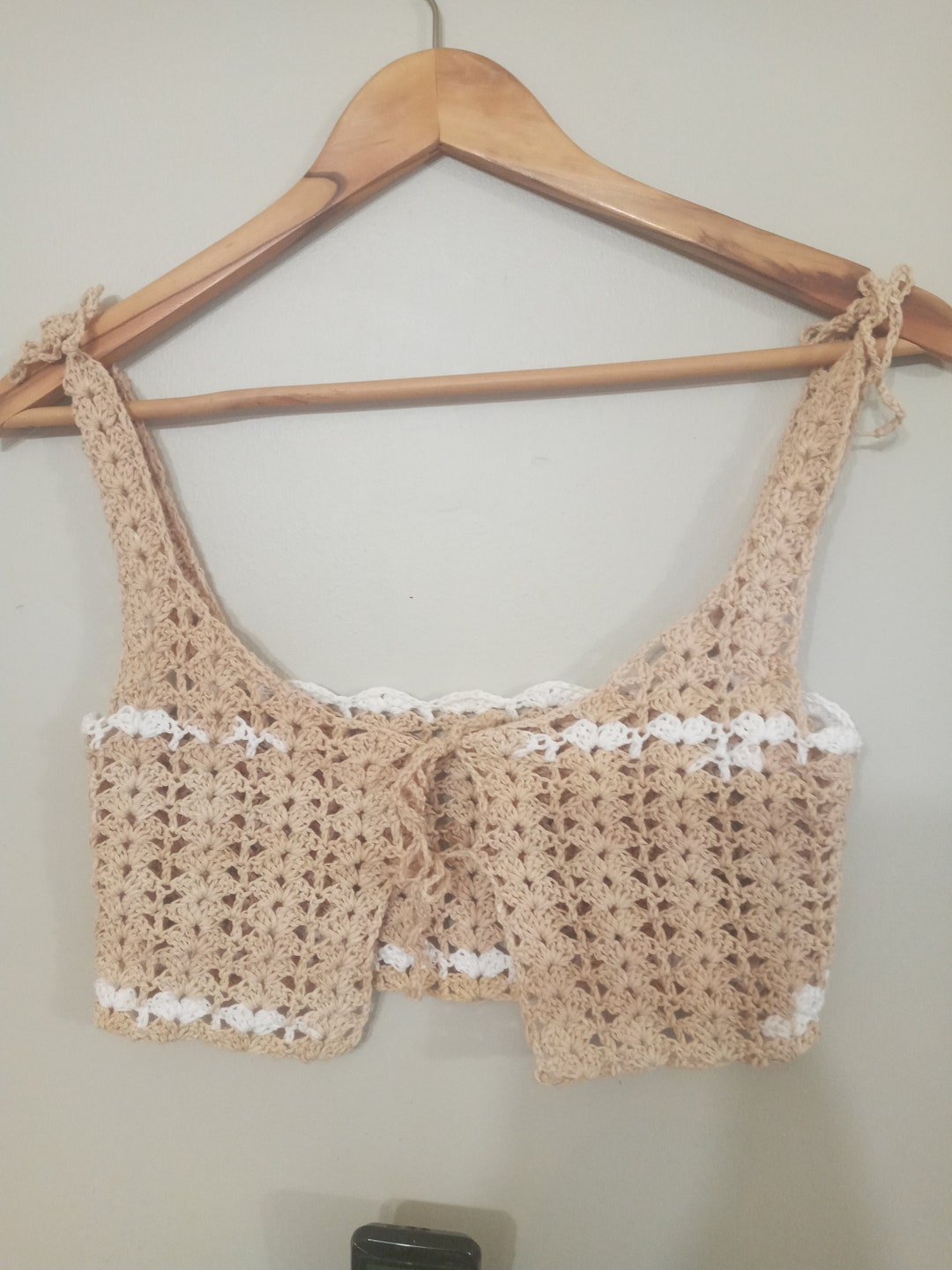 Crochet Shell Top, Front Tie Top,stitch Lace Top,yoga Top, Crochet ...