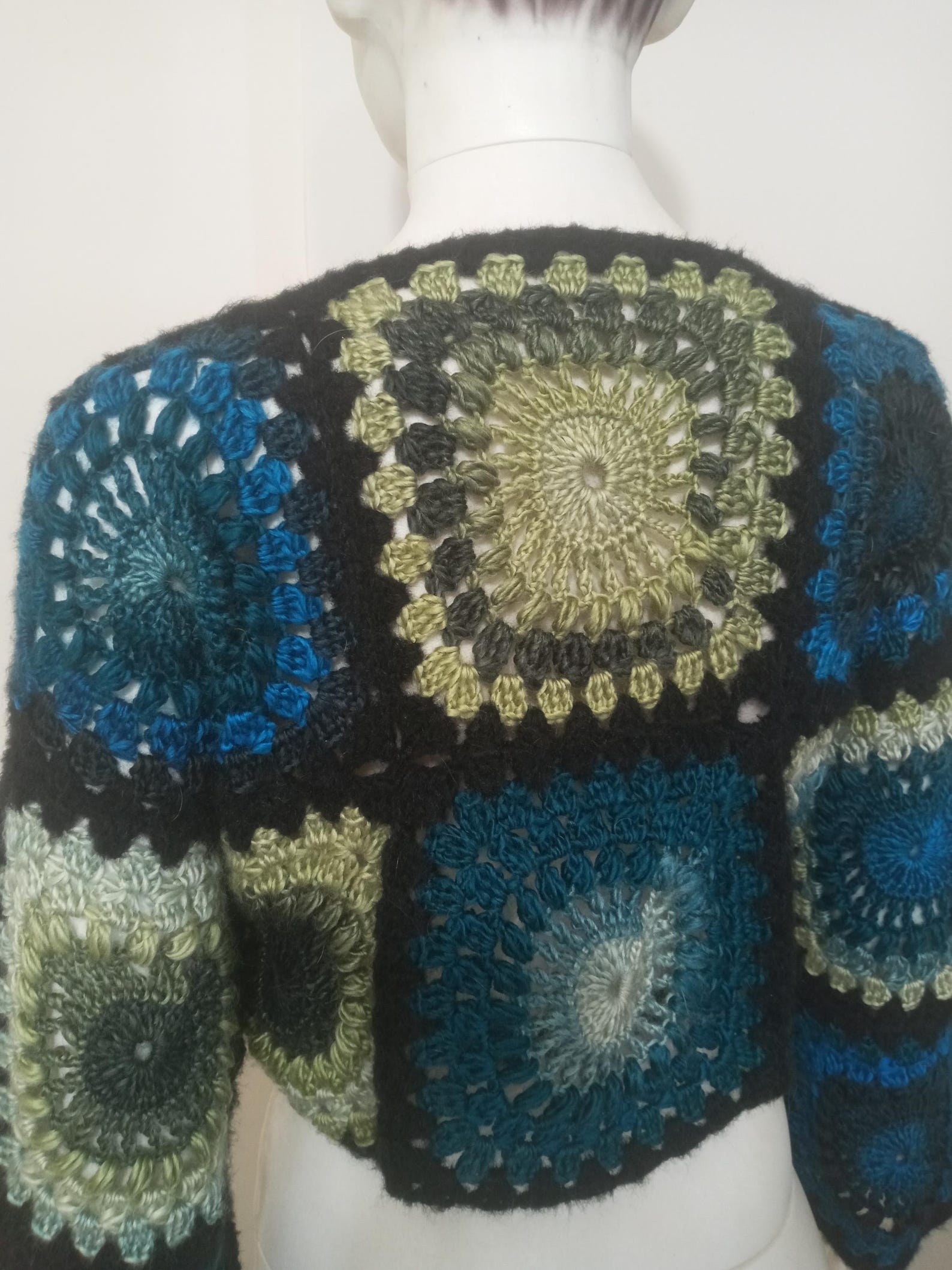 Crochet Granny Square Cardigan : S/m/l,front Tie Sweater, Handmade ...