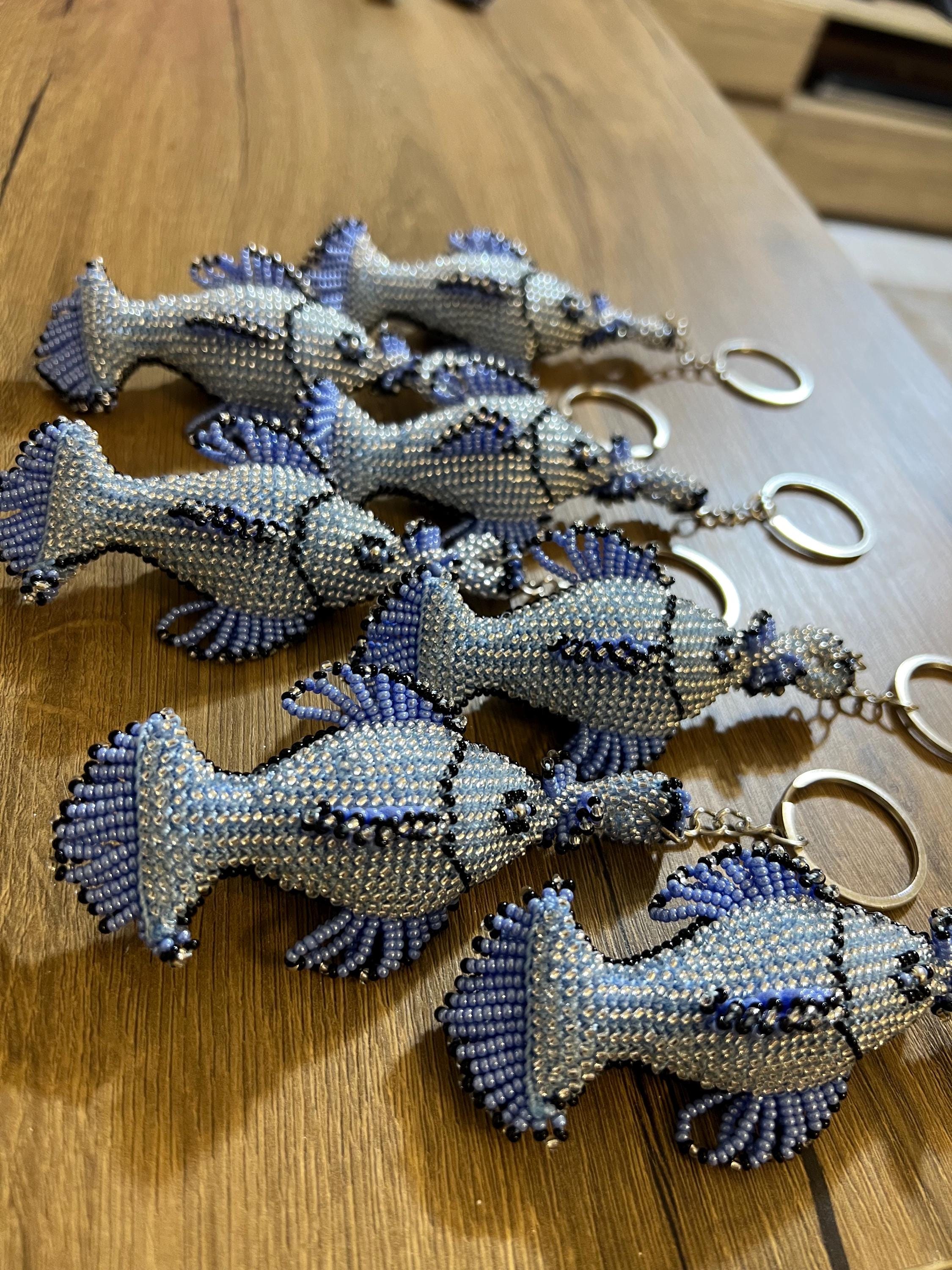 Crochet Beaded Fish Keychain: Handmade Ocean Bag Charm Animal Charm ...