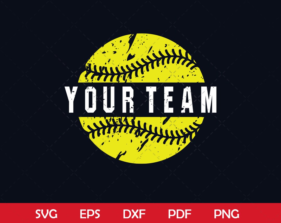 Softball Team Monogram Frame SVG: Distressed Grunge Design (digital ...