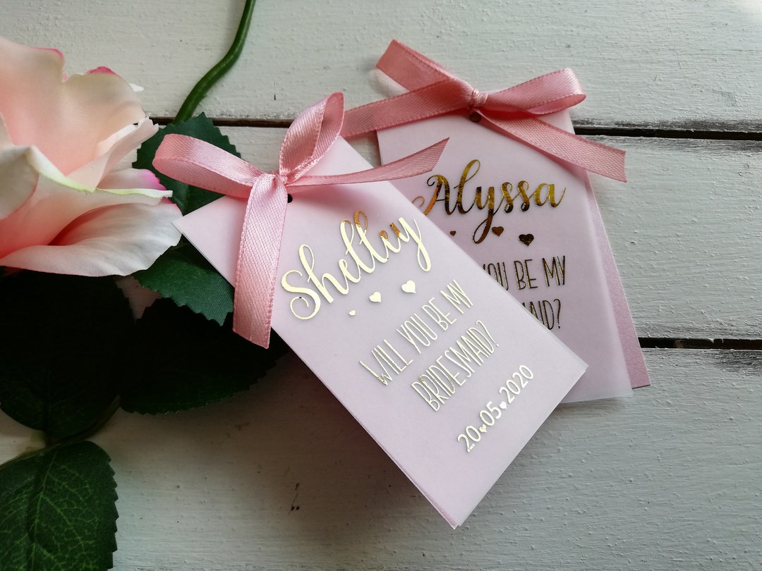 Real Foil Vellum Will You Be My Bridesmaid Cards Tag, Blush Bridesmaid ...