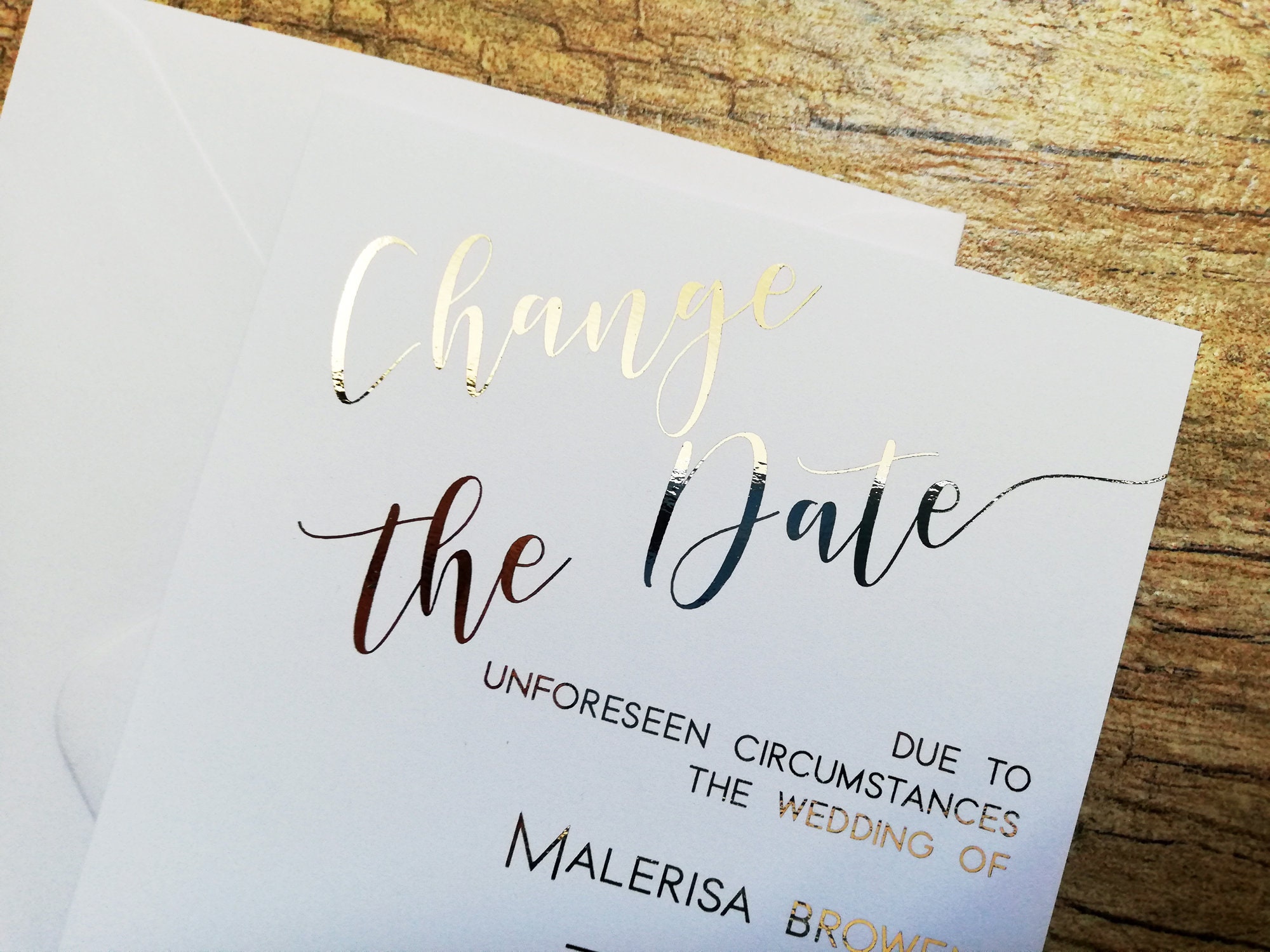Change the Date Cards Gold Foil Postponed Card White - Etsy