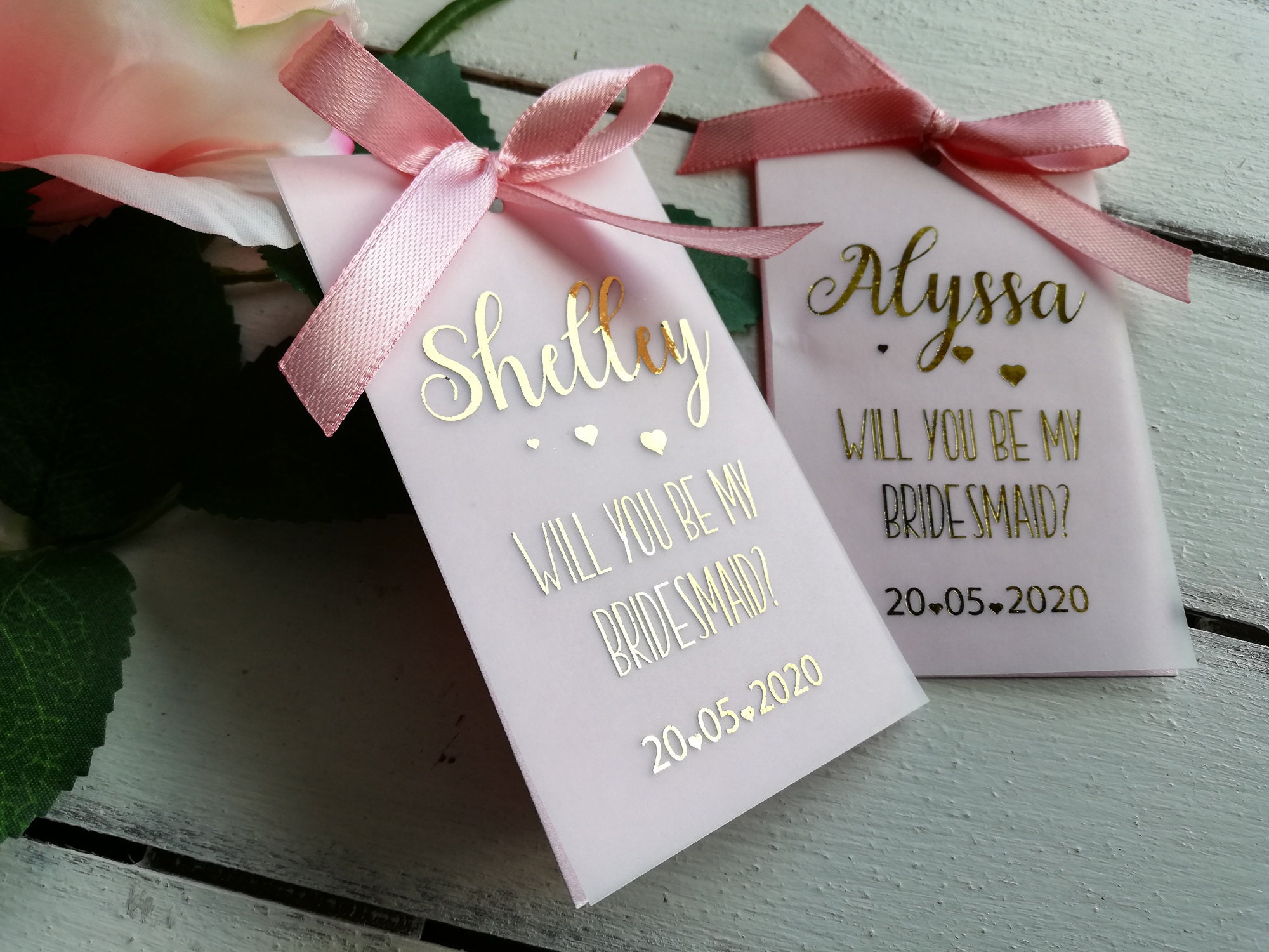 Real Foil Vellum Will You Be My Bridesmaid Cards Tag Blush - Etsy