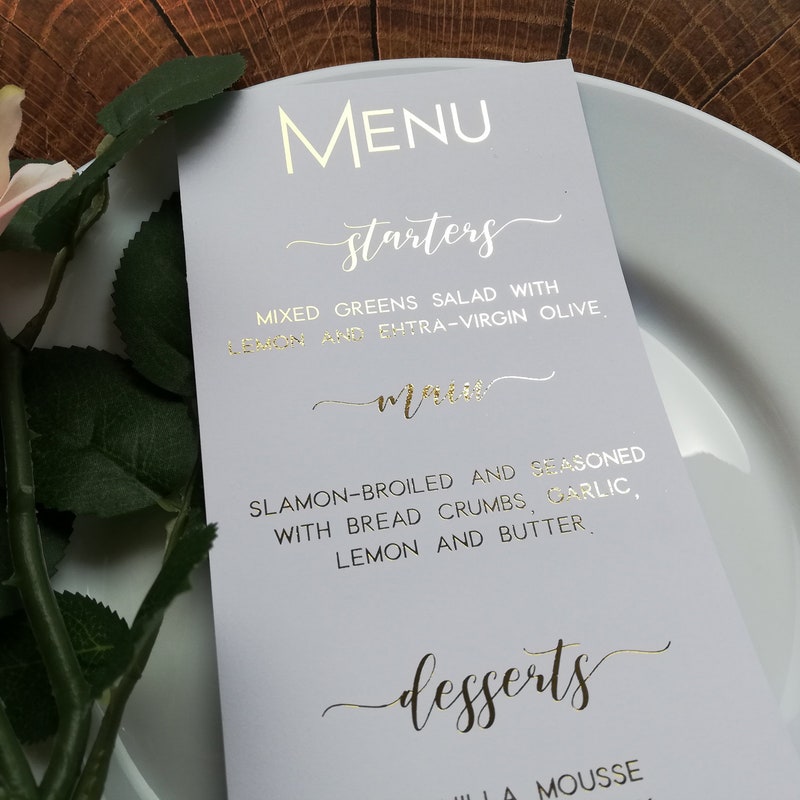 Gold Foil Menu - Etsy