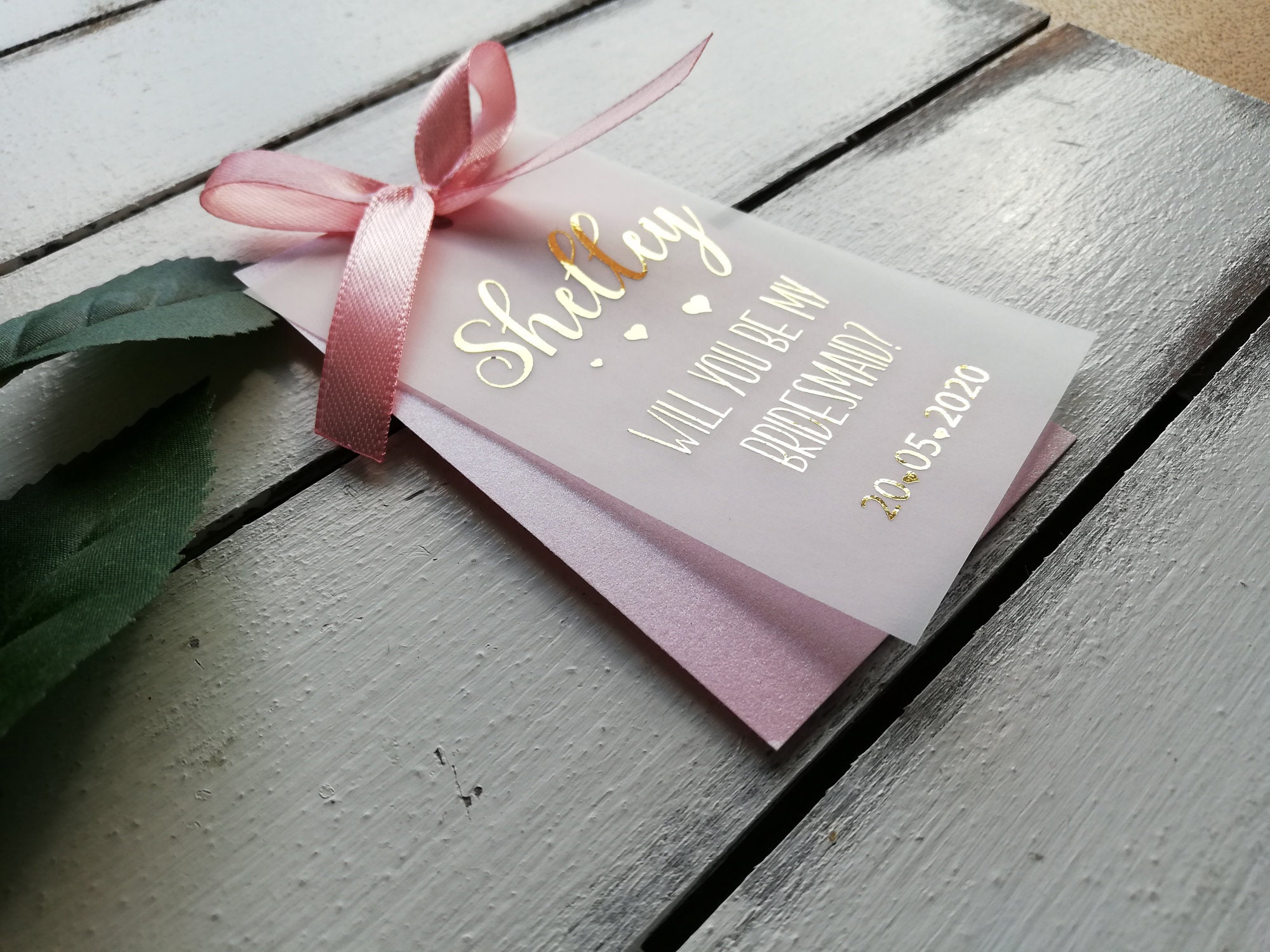 Real Foil Vellum Will You Be My Bridesmaid Cards Tag Blush - Etsy