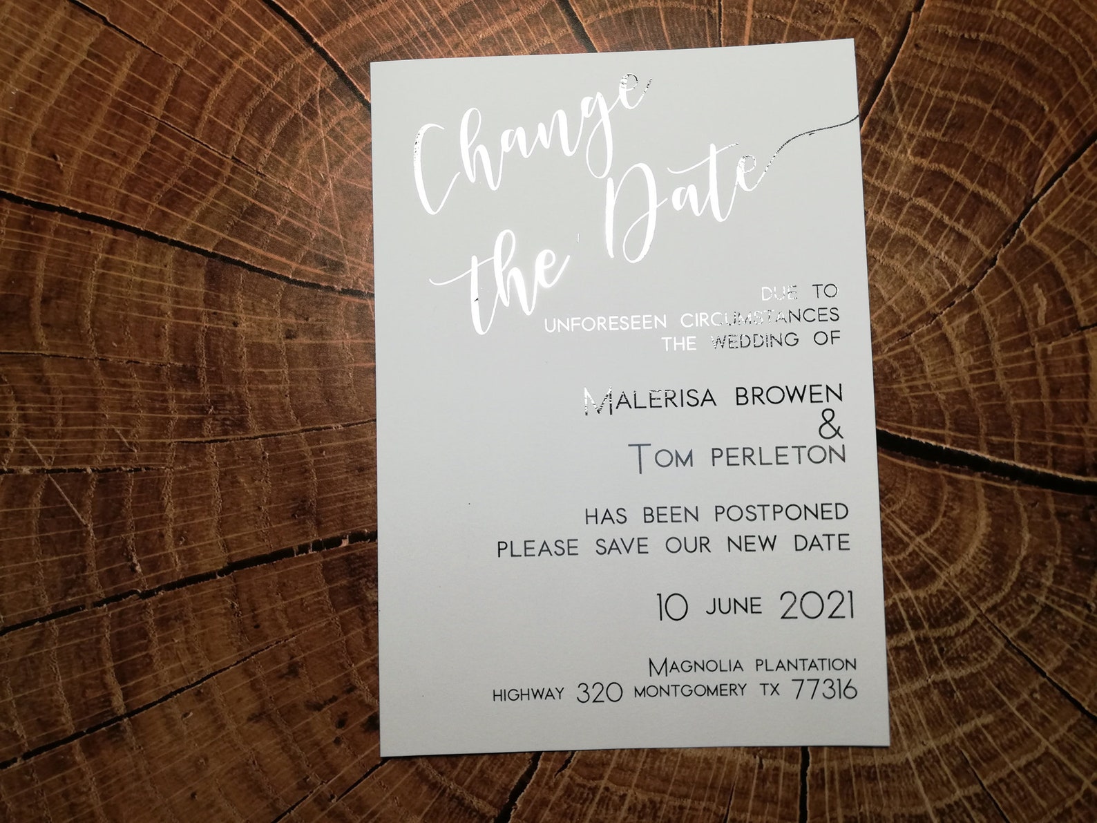 Change the Date Cards Gold Foil Postponed Card White - Etsy