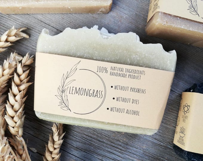 Lemongrass Soap Bar, Handmade Natural Ingredients Artisan Soap, Vegan Cold Process Soap, Palm ...