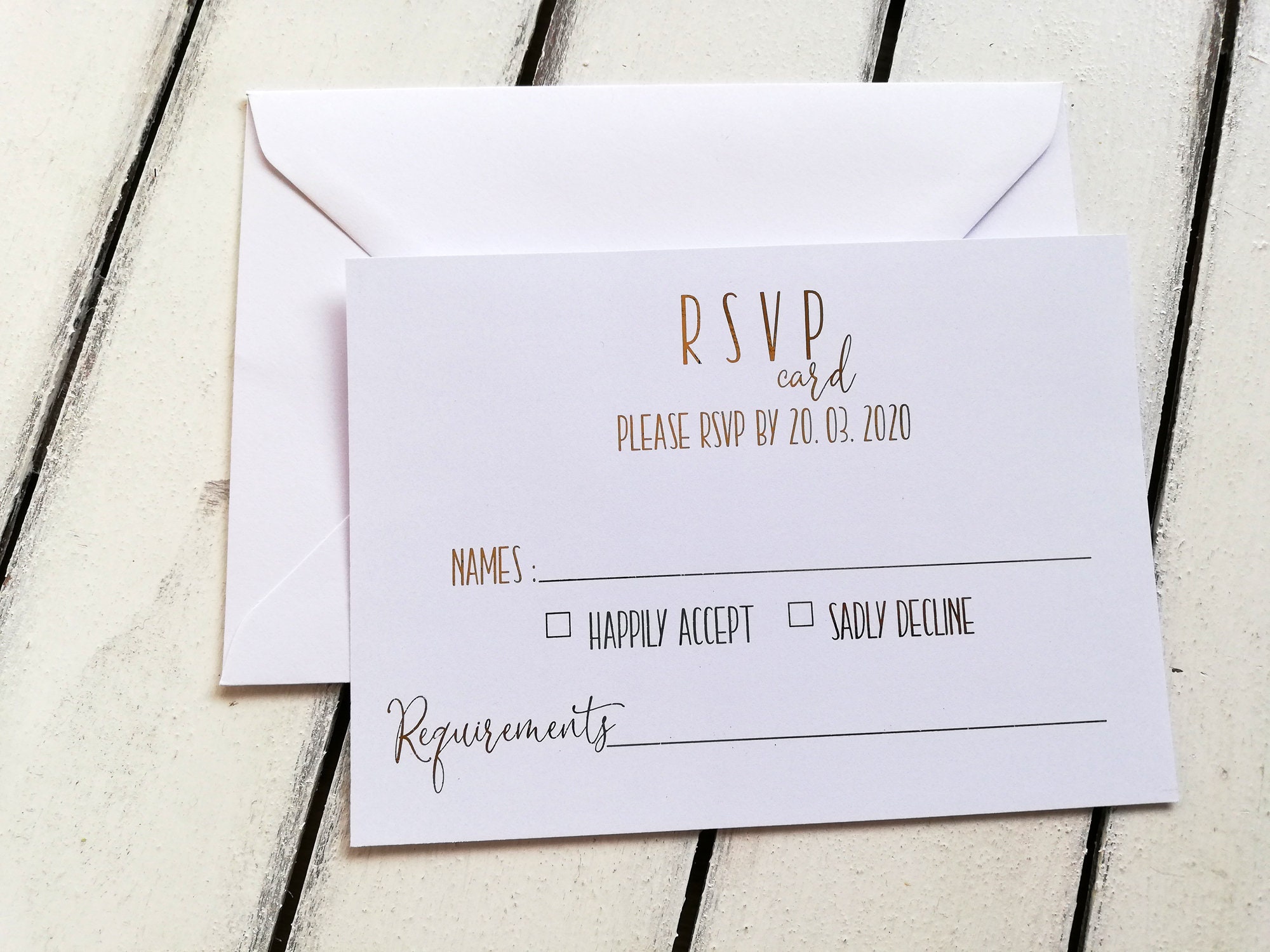 RSVP Cards, Wedding RSVP Cards and Envelopes, Real Foil Wedding ...