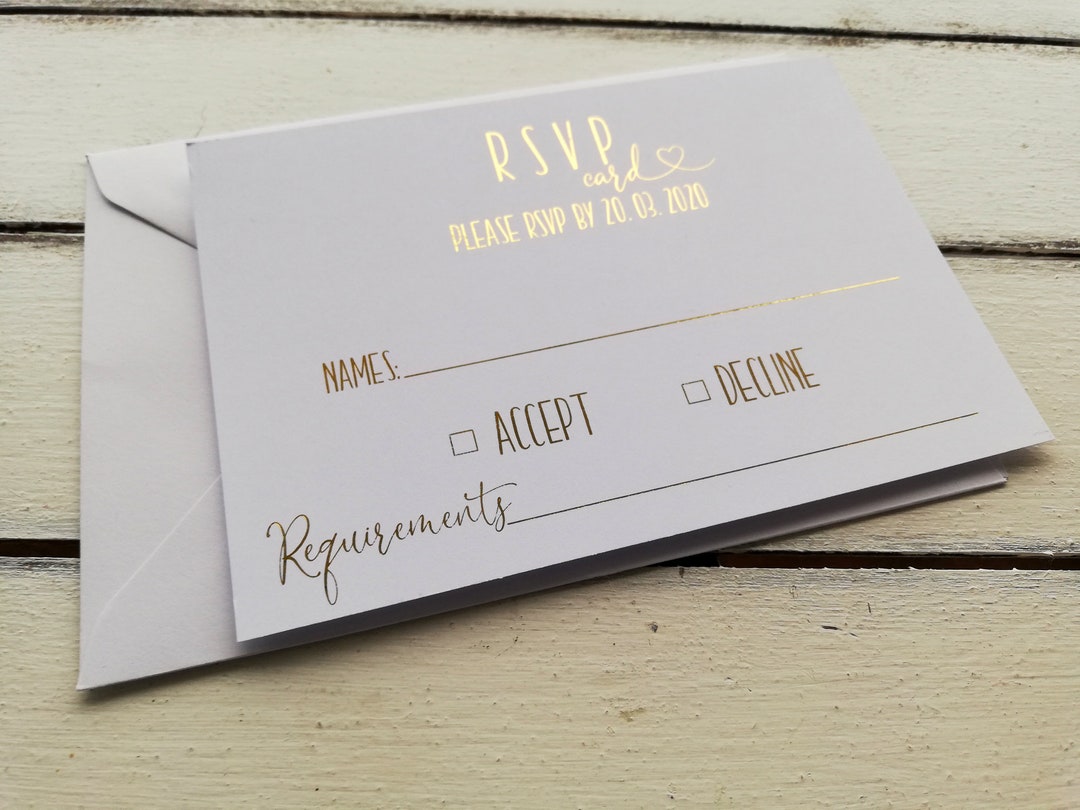 RSVP Cards, Wedding RSVP Cards and Envelope, Real Foil Wedding ...