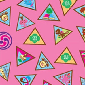 Girl Scout Pink Badges Fabric by Fat Quarter FQ Half Many Patterns ...