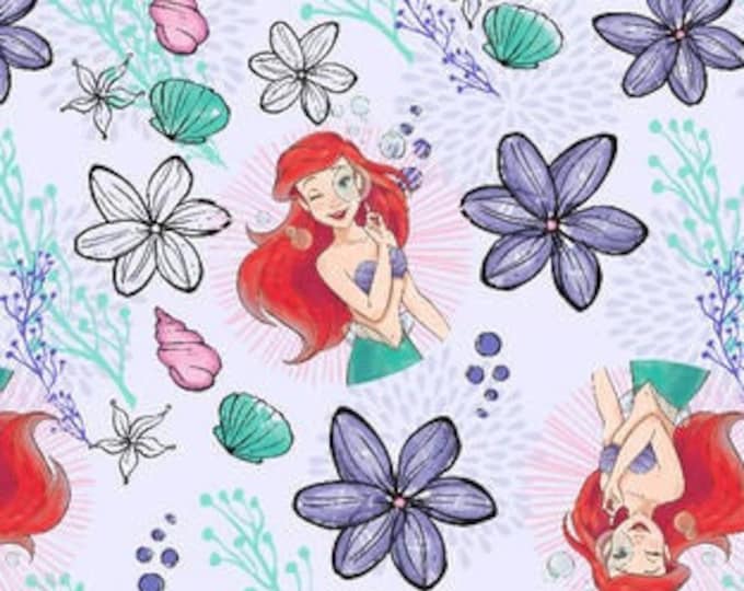 Ariel Little Mermaid Princess Fabric by Fat Quarter FQ Half Patterns ...