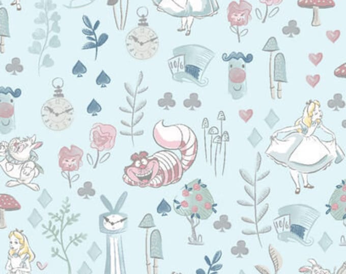 Alice in Wonderland Blue Disney Fabric by Fat Quarter FQ Half | Etsy