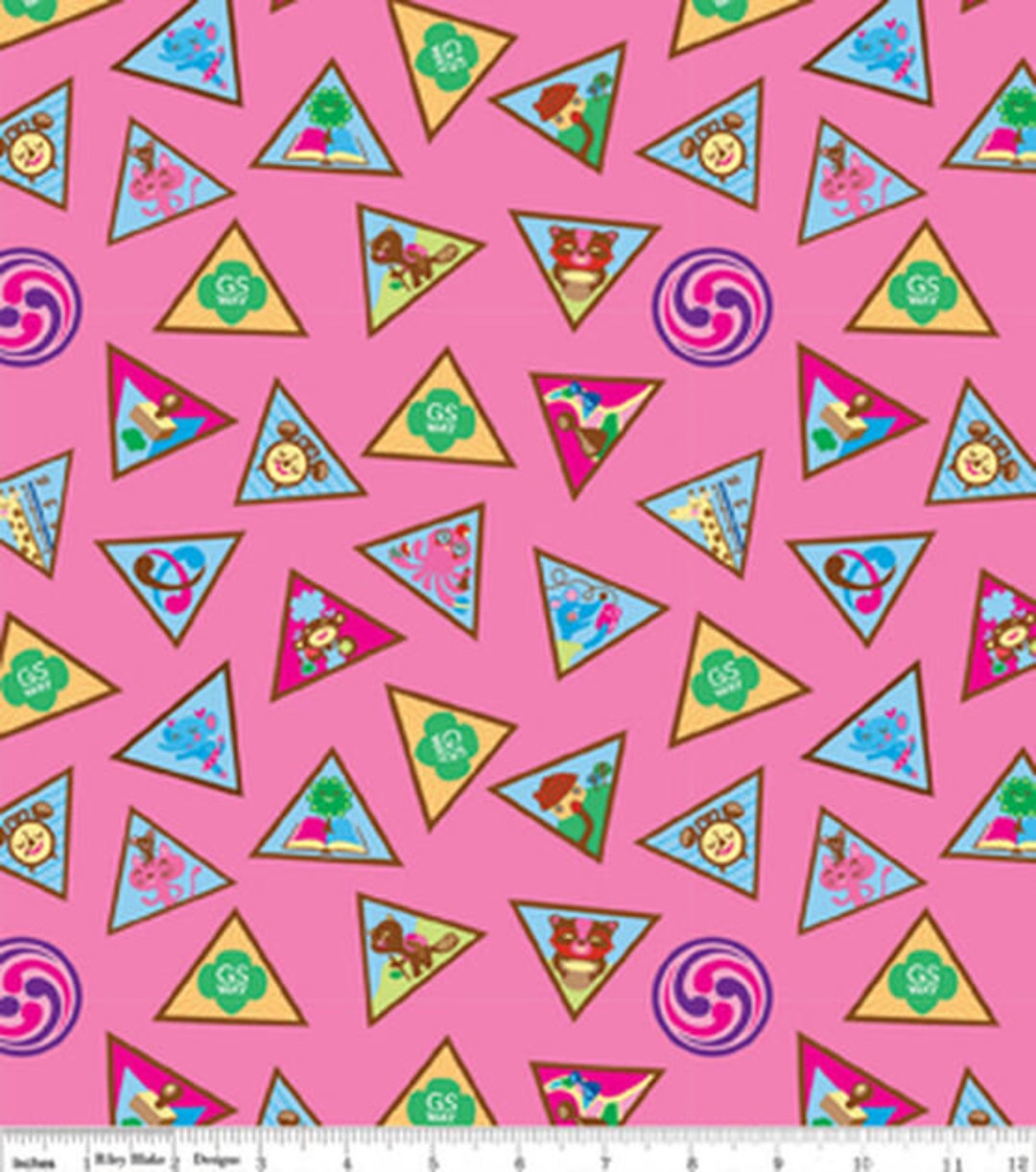 Girl Scout Pink Badges Fabric by Fat Quarter FQ Half Many Patterns ...