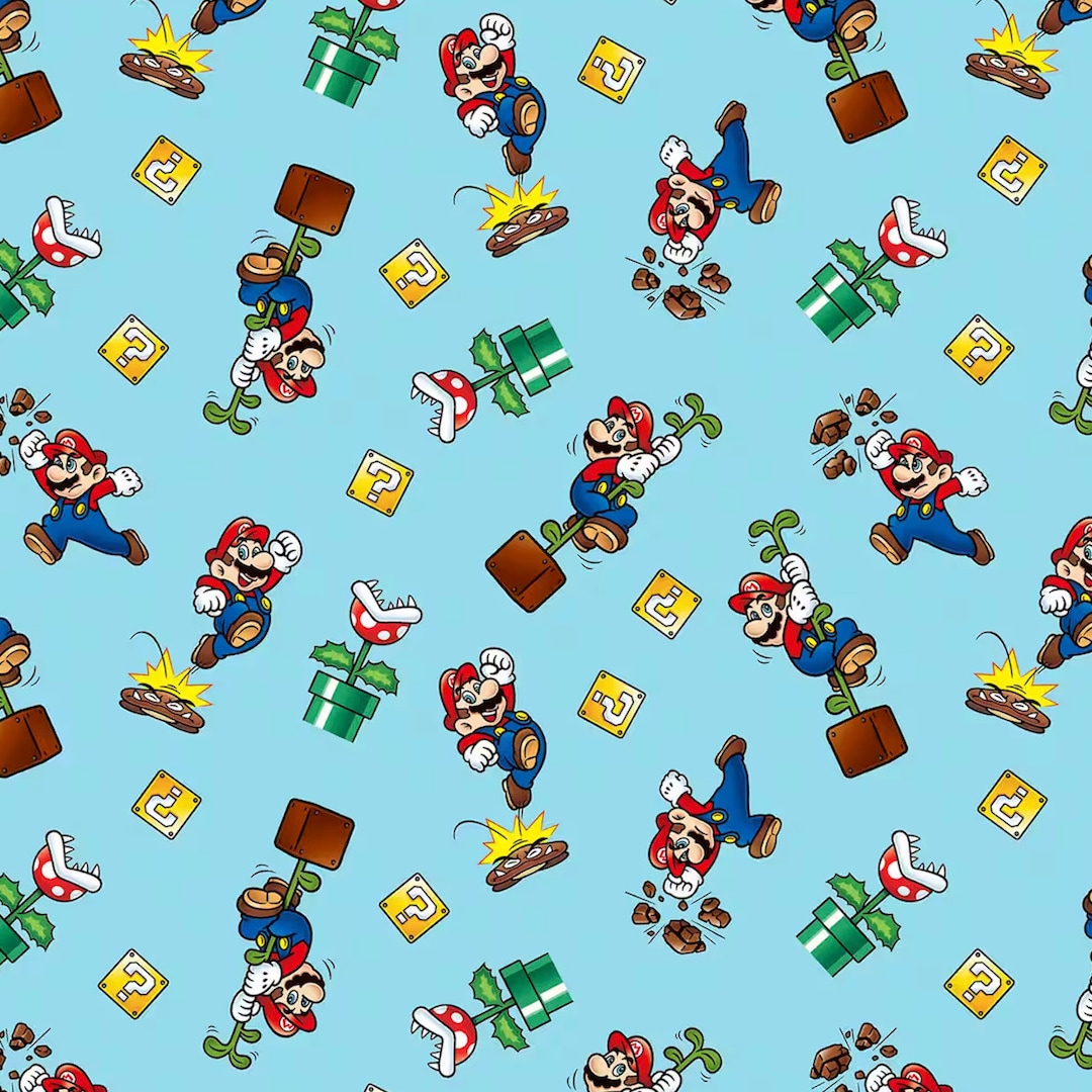 Nintendo Mario Brothers Fabric by the Fat Quarters FQ 100% Cotton Game ...