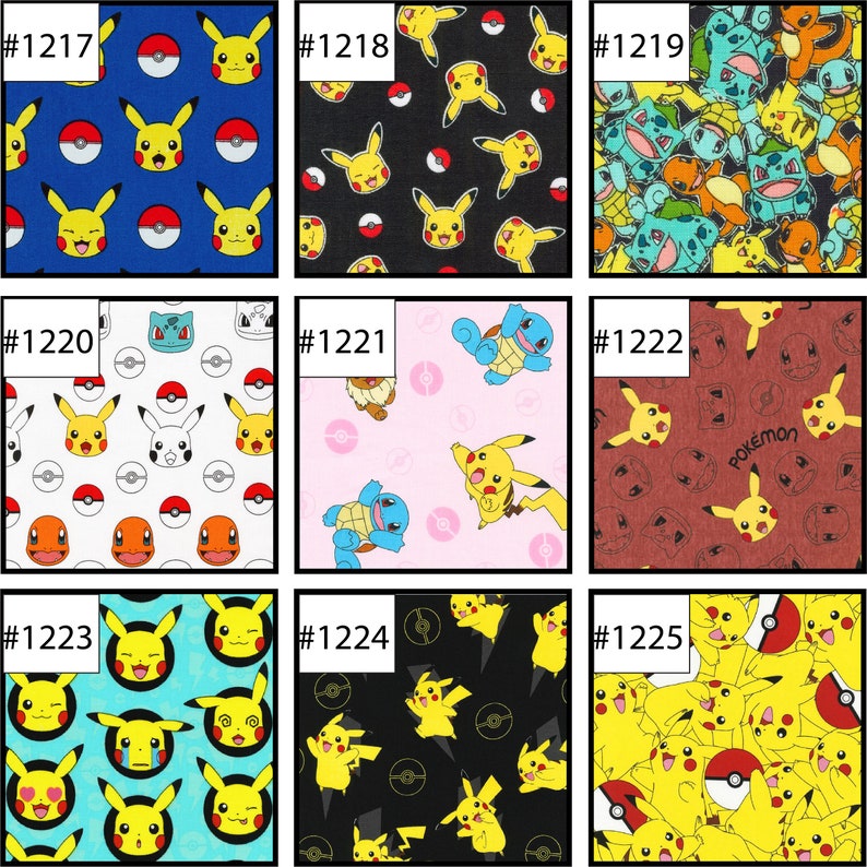 Pokeball Pokemon Jigglypuff Pikachu Squirtle Print Fabric by the Yard ...
