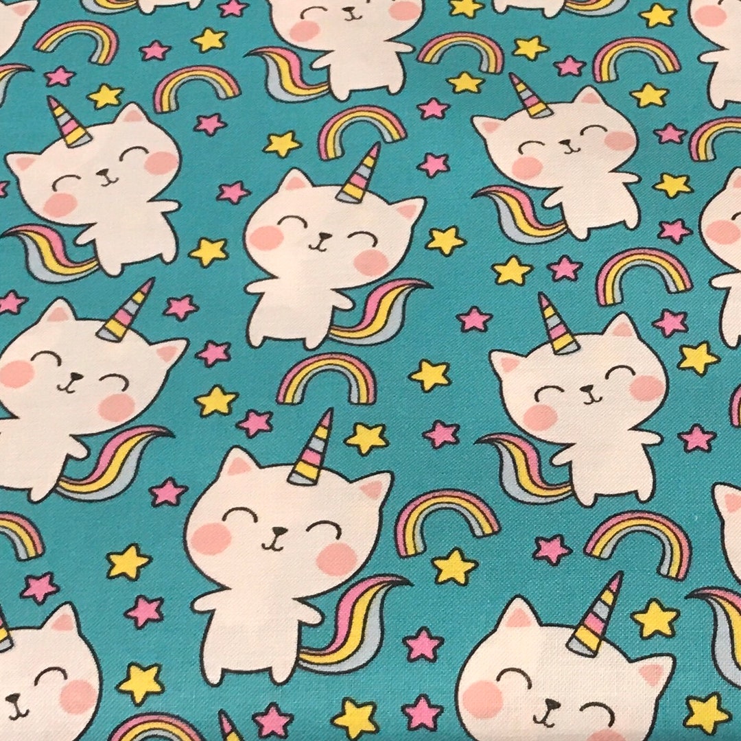 Unicat Cat Unicorn Rainbows Tie Dye Fabric by the Yard FBTY Fat ...