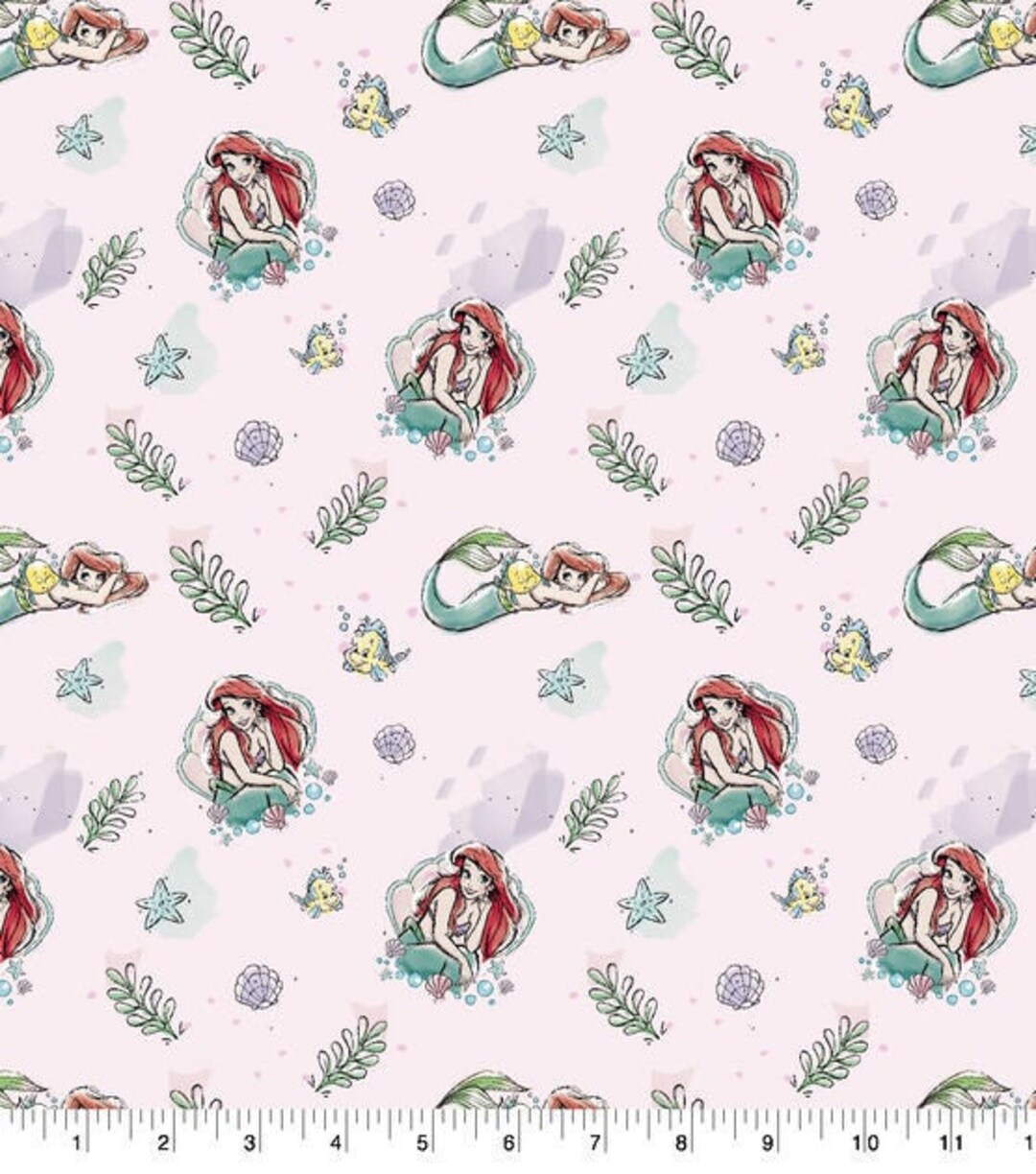Ariel Little Mermaid Princess Fabric by Fat Quarter FQ Half Patterns ...