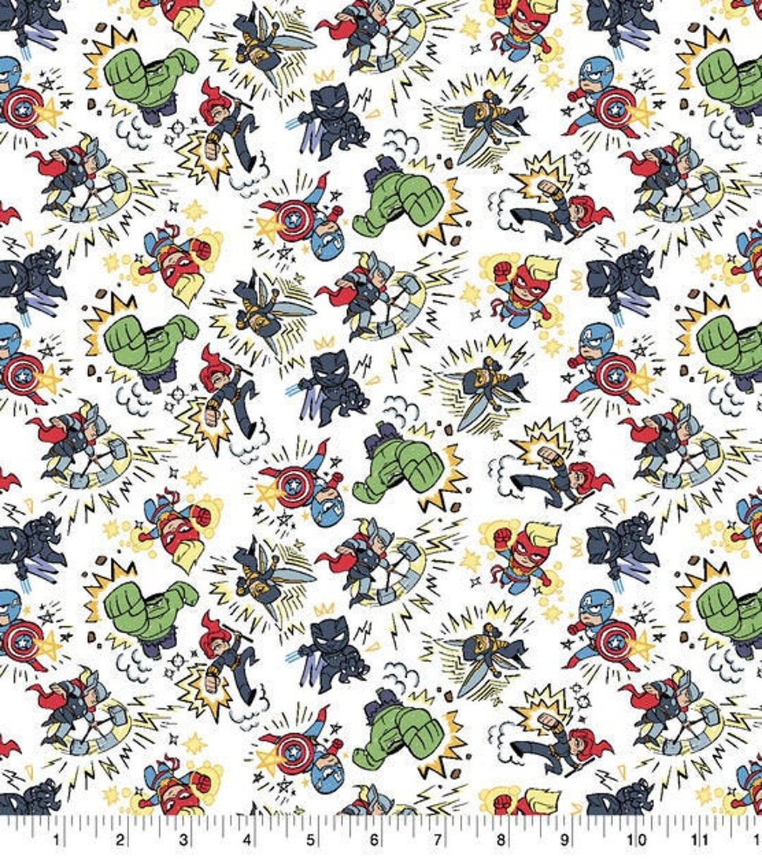 Marvel Print Fabric by the Yard FBTY Fat Quarters FQ Half 100% Cotton ...