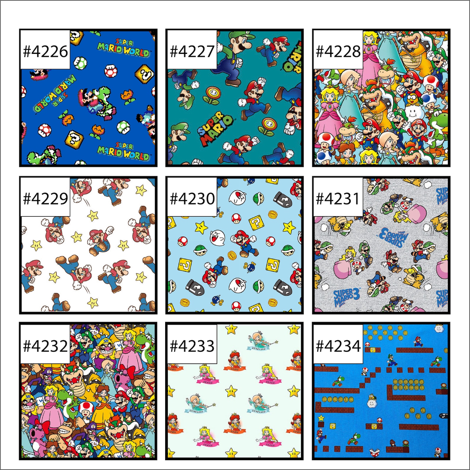 Nintendo Mario Brothers Fabric by the Fat Quarters FQ 100% Cotton Game ...