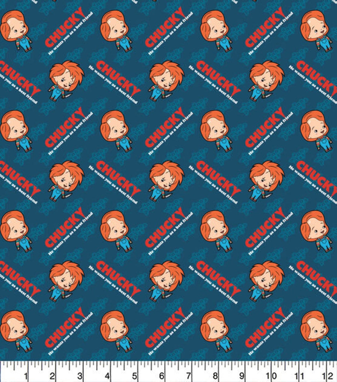 Chucky Fabric by Fat Quarter FQ Half 100% Cotton 1/4 Yard Scary Movie ...