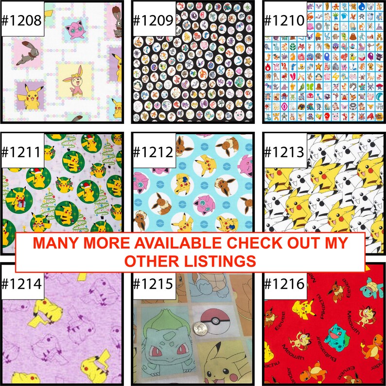 Red Pokemon Pikachu Starters Print Fabric by the Yard FBTY Fat | Etsy