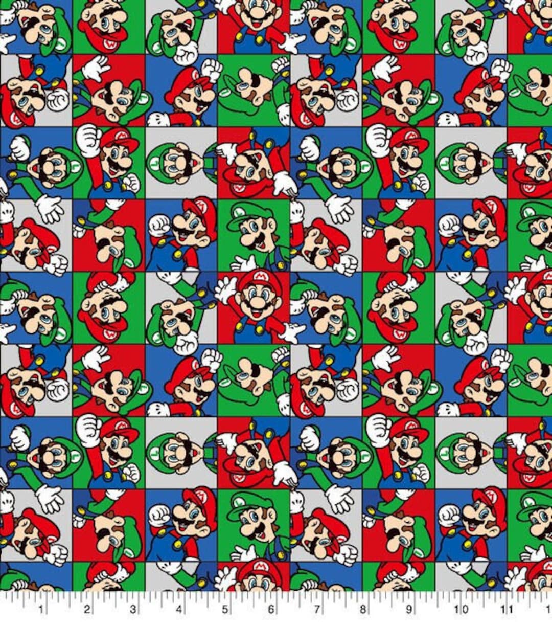 Nintendo Mario Brothers Fabric by the Fat Quarters FQ 100% Cotton Game ...