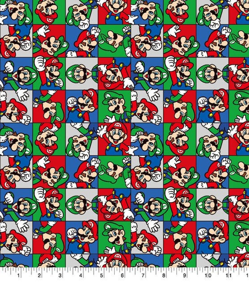 Nintendo Mario Brothers Fabric by the Fat Quarters FQ 100% Cotton Game ...