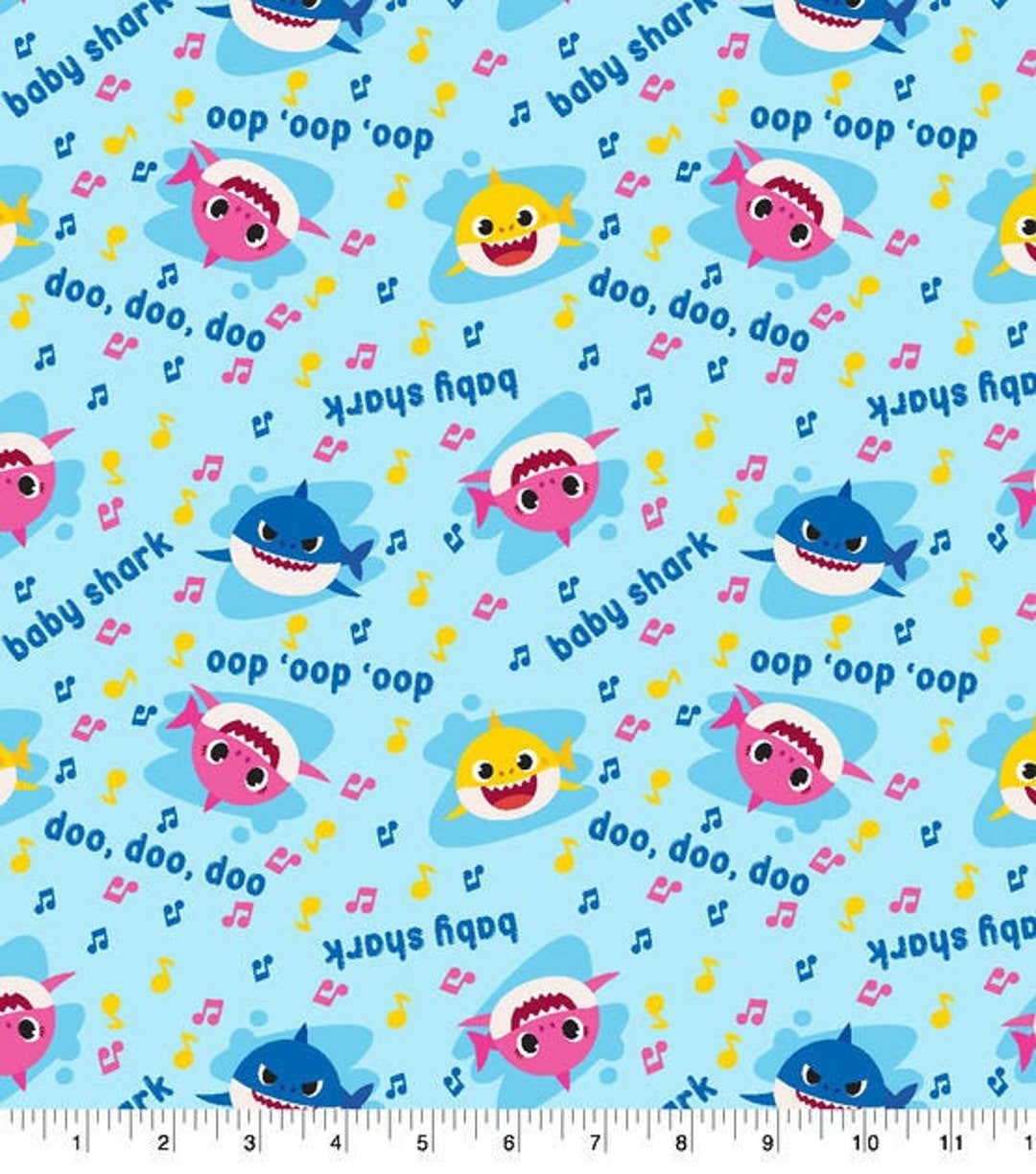 Baby Shark Print Fabric by the Yard FBTY Fat Quarters FQ Half 100% ...