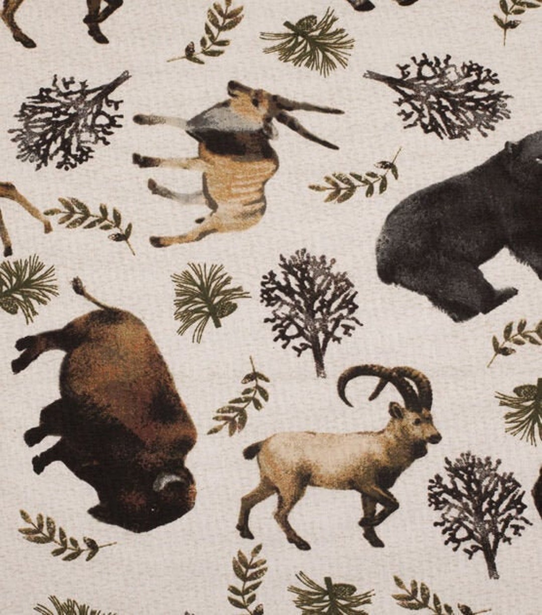 Hunting Woodland Animals Deer Elk Fabric by the Yard FBTY Fat Quarters ...