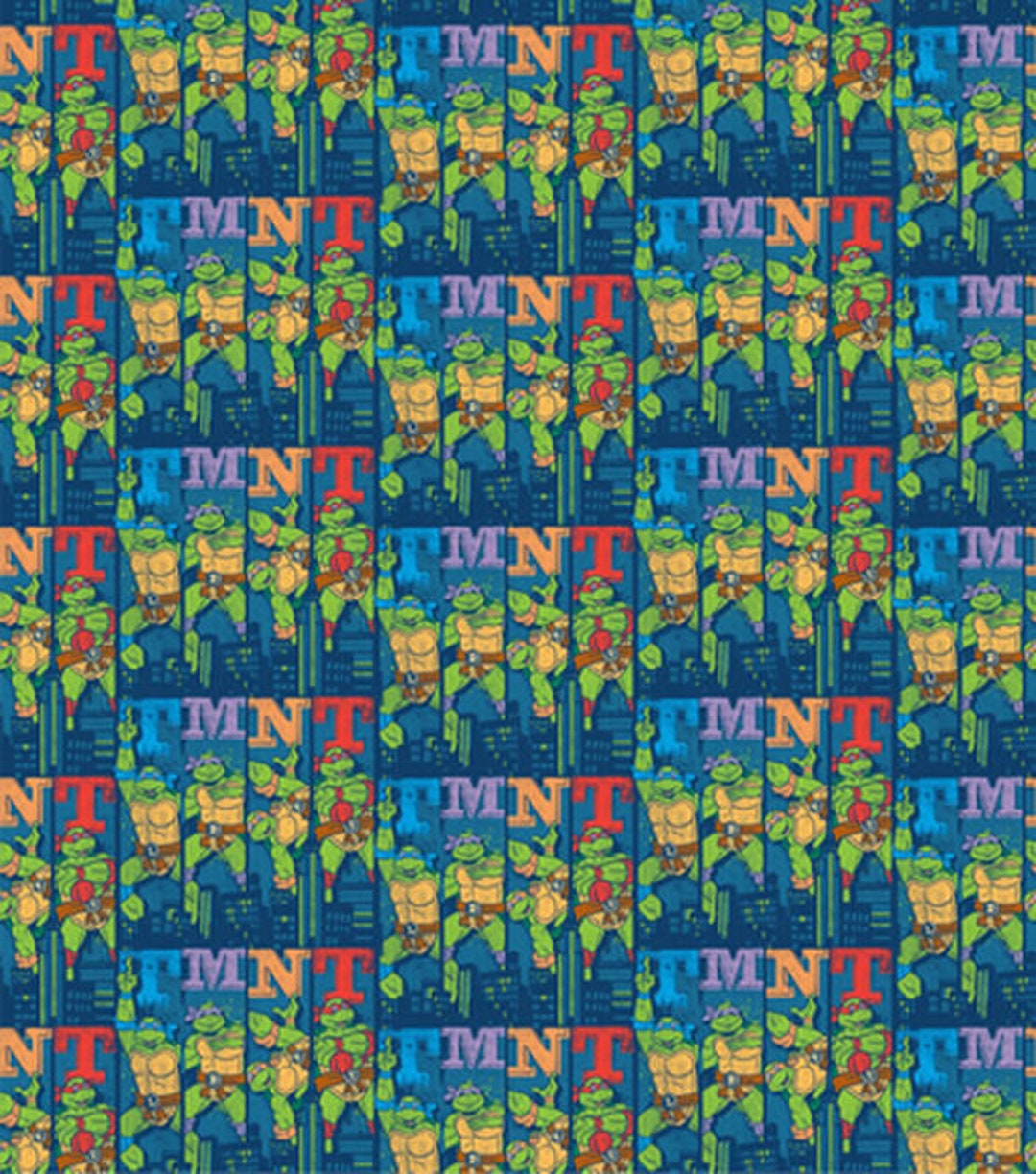 TMNT Teenage Mutant Ninja Turtles in a Half Shell Fabric by the Yard ...