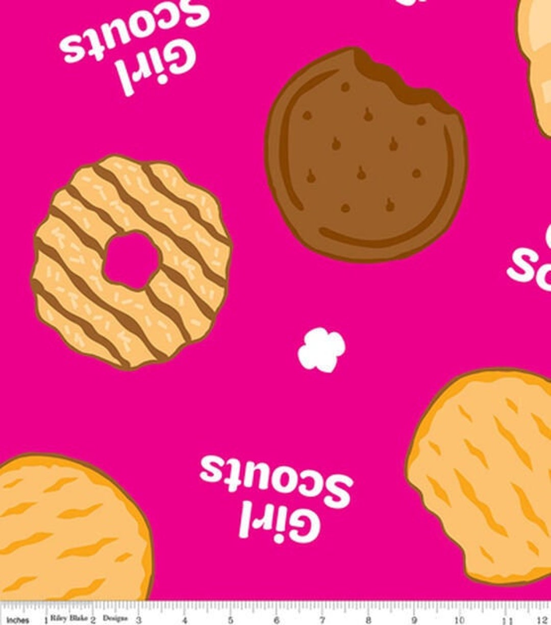 Girl Scouts Pink Cookies FLEECE Fabric by Fat Quarter FQ Half Many 1/4 ...