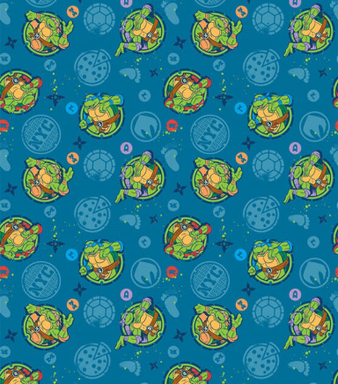 TMNT Teenage Mutant Ninja Turtles in a Half Shell Fabric by the Yard ...
