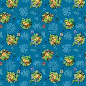 TMNT Teenage Mutant Ninja Turtles in a Half Shell Fabric by the Yard ...