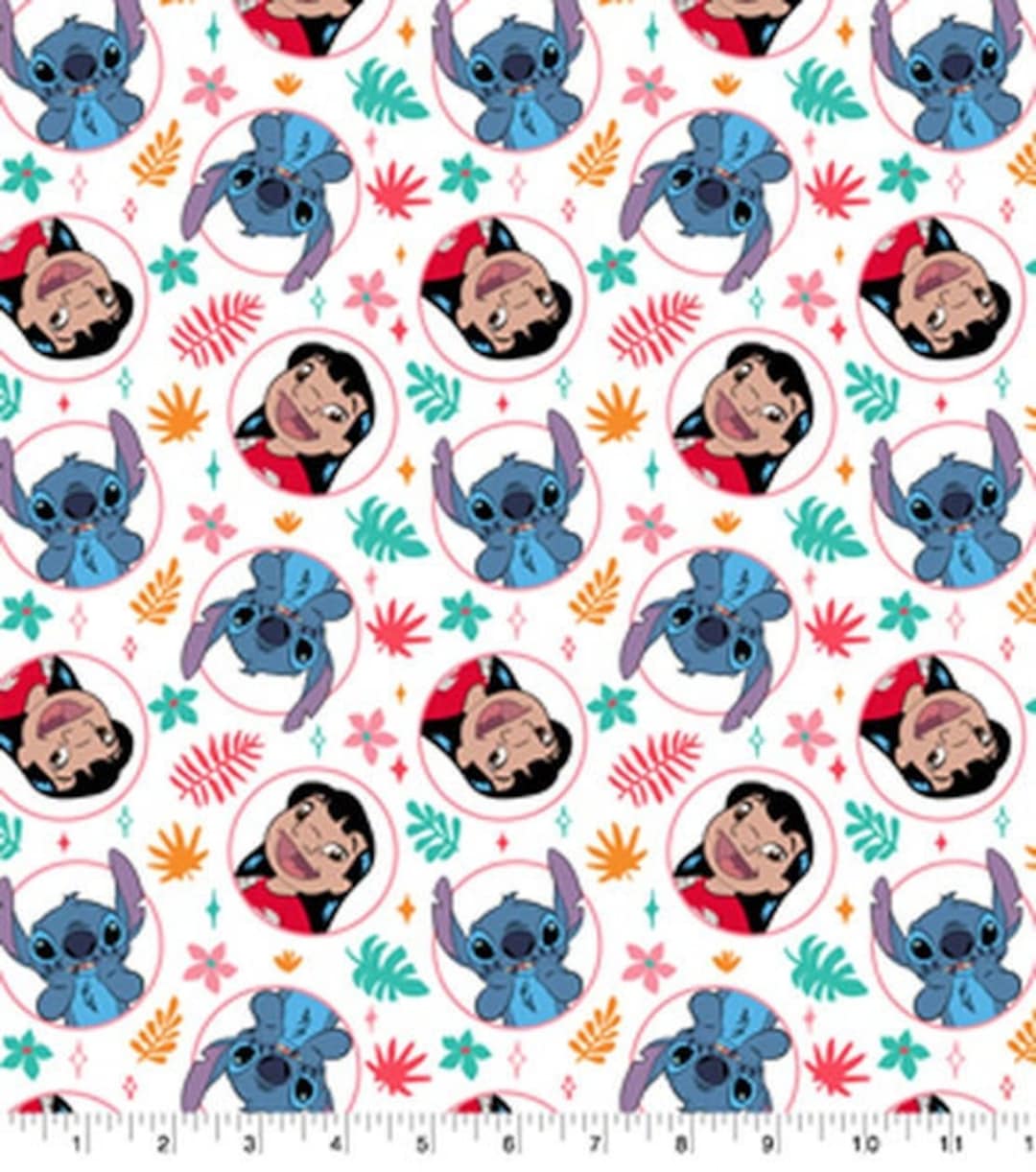 Lilo and Stitch Badges Classic Print Fabric by the Yard FBTY Fat ...
