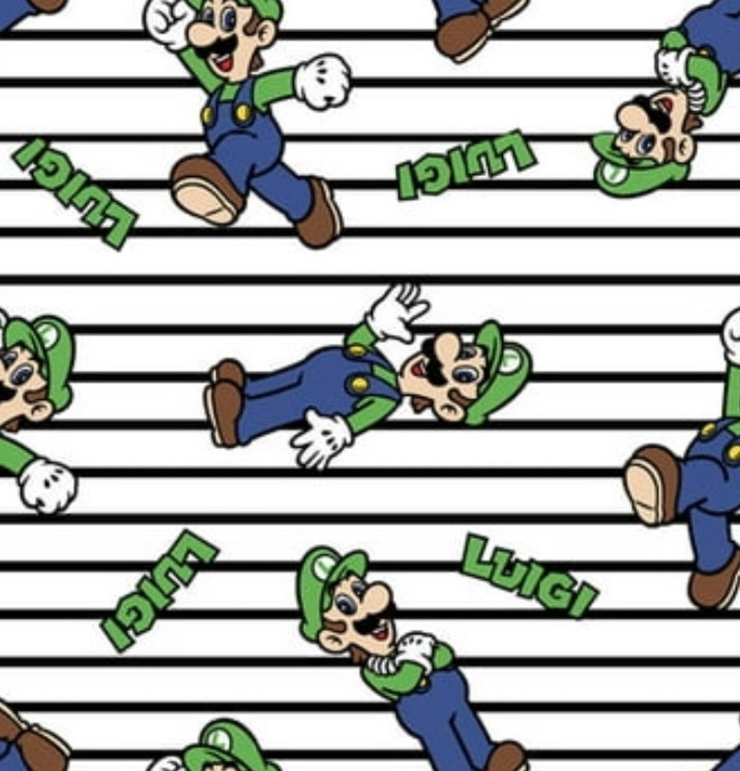 Nintendo Luigi Fabric by the Fat Quarters FQ 100% Cotton Game Classic ...
