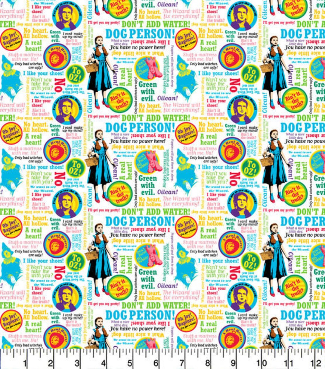 The Wizard of Oz Pop Quotes Fabric by Fat Quarter FQ Half 100% Cotton 1 ...