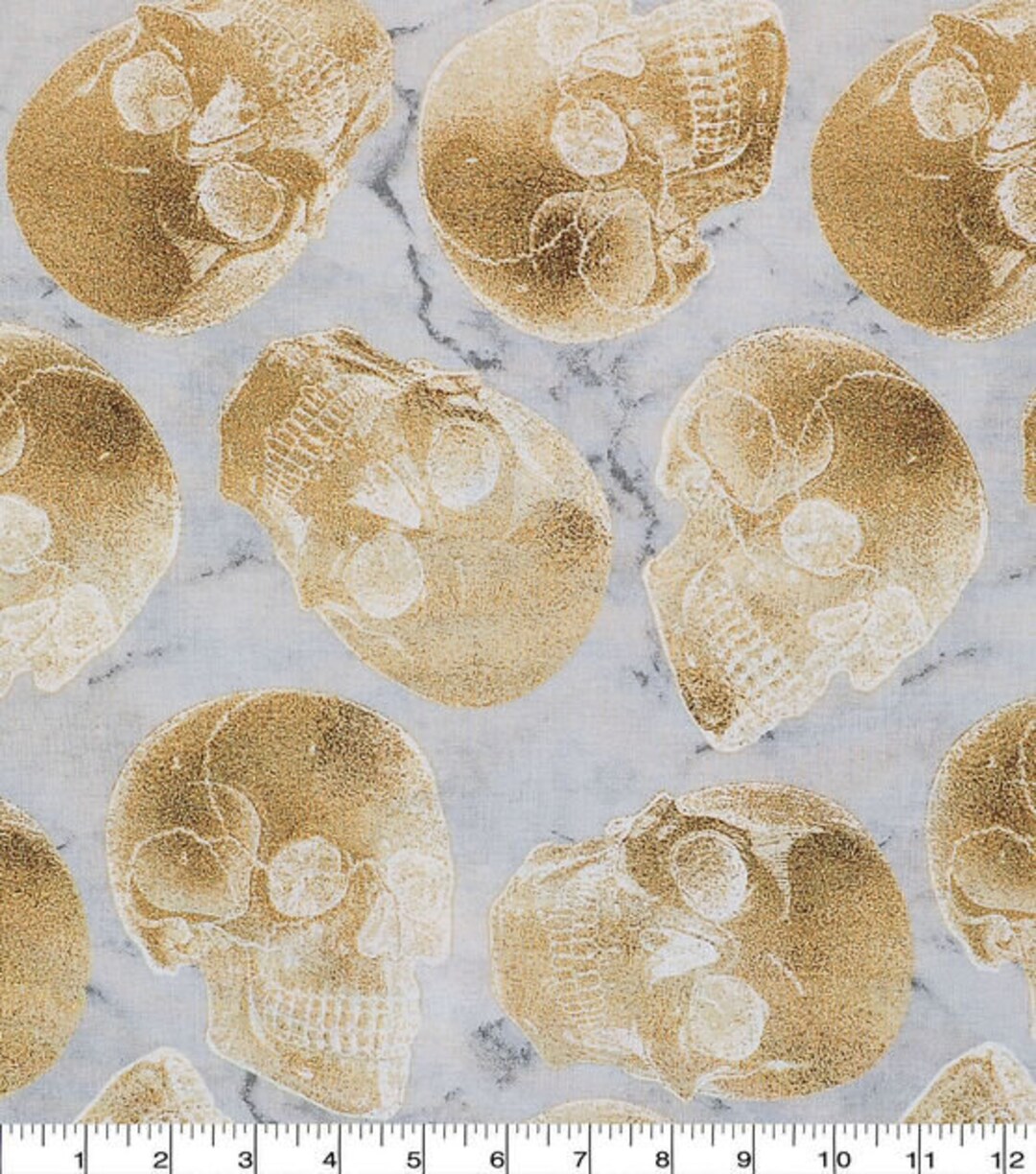 Cream Tan Skull Fabric by the Yard FBTY Fat Quarters FQ Half Many ...