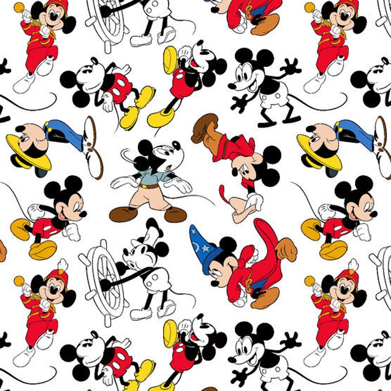 Mickey Mouse Fabric by the Yard Cotton - Etsy