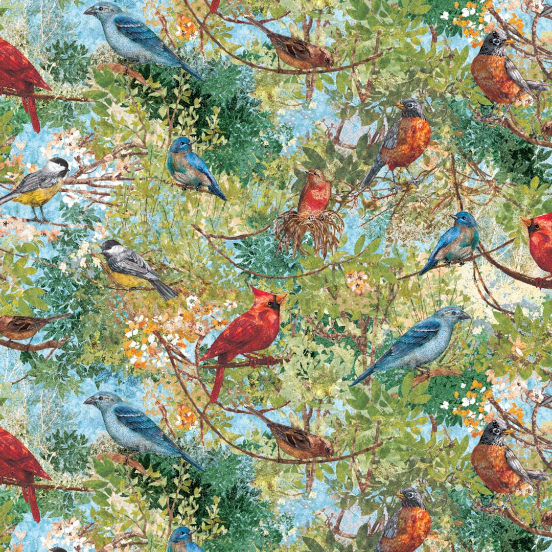 Susan Winget Bird Premium Rainforest Fabric by the Yard FBTY Fat ...