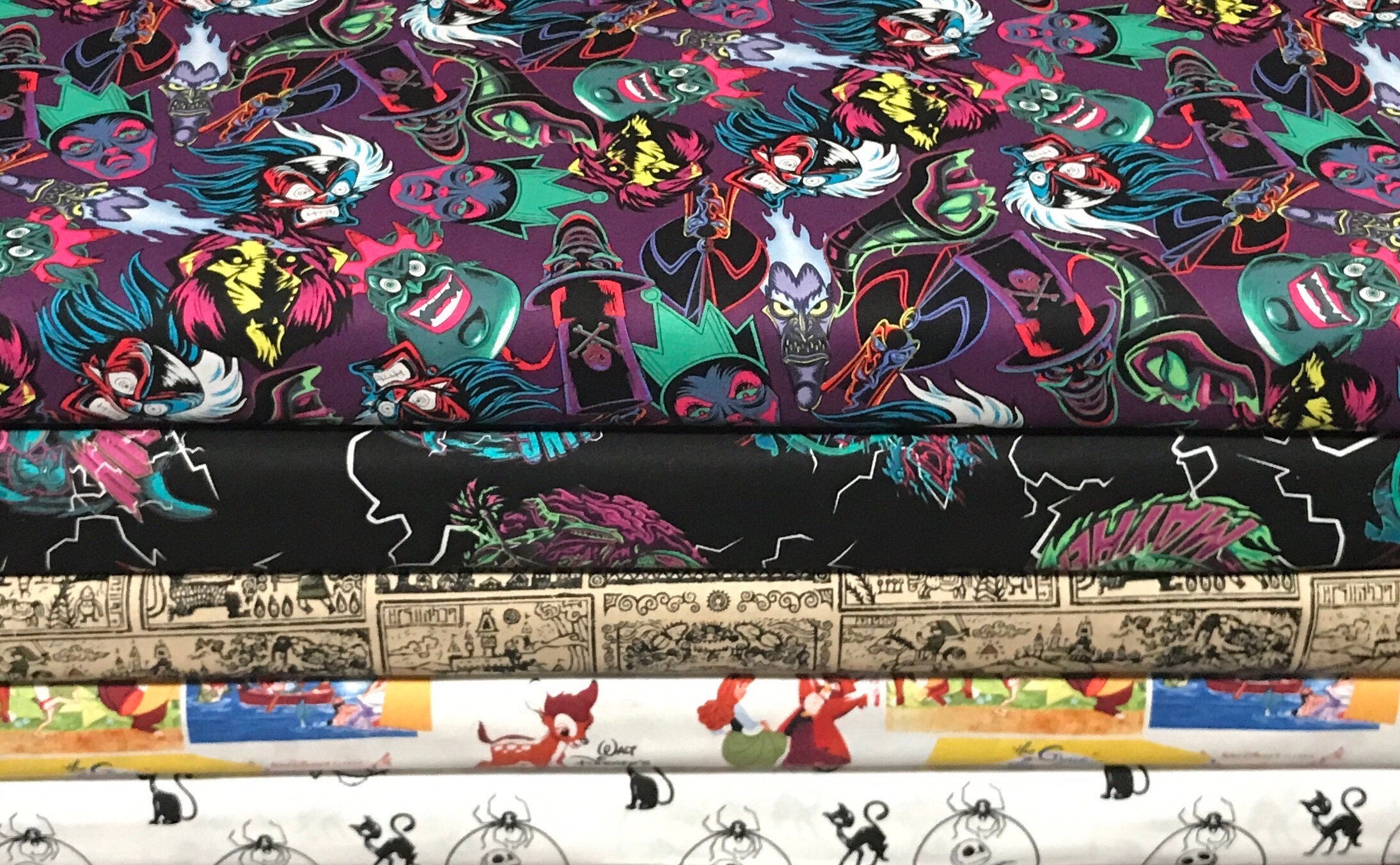 Disney Villains Cruella De Vil Ursula Hades Scar Jafar Fabric by the ...